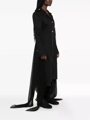 ANN DEMEULEMEESTER Sheer-panelled Epaulette Coat - Black