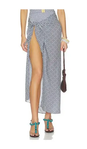 LA PORTE Flyn Pareo Printed Voile - Navy