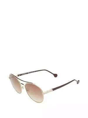 FERRAGAMO Double-bridge Round-frame Sunglasses - Gold