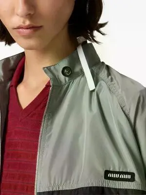 Miu Miu Technical Silk Blouson Jacket - Grey