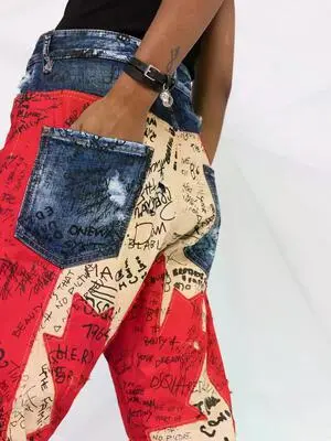 Dsquared2 Maple Leaf Graffiti-print Cropped Jeans