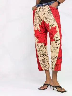 Dsquared2 Maple Leaf Graffiti-print Cropped Jeans