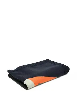 Loewe Colour-block Ribbed-trim Blanket - Blue