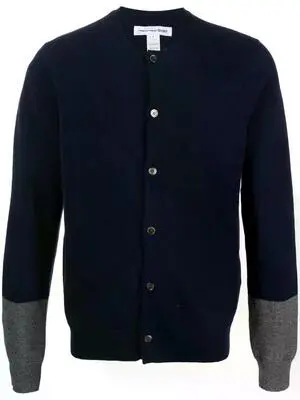Comme Des Garçons Wool Colour-block Cardigan - Blue