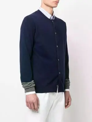 Comme Des Garçons Wool Colour-block Cardigan - Blue