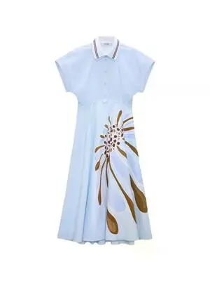 Dorothee Schumacher Floral Power Polo Collar Dress - Blue