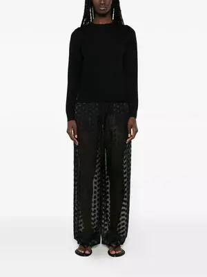 QUETSCHE Lace-panel Crew Neck Sweater