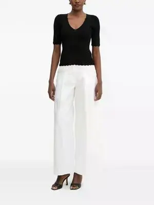 TWINSET Ribbed-knit Scalloped-edge Top