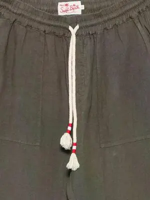 MC2 SAINT BARTH Drawstring Waist Linen Trousers - Green