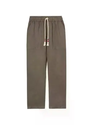 MC2 SAINT BARTH Drawstring Waist Linen Trousers - Green