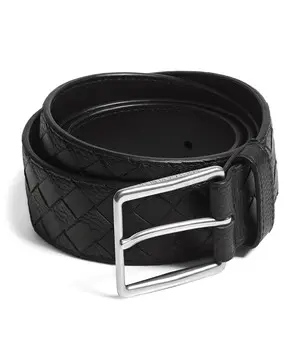 Bottega Veneta Bottega Veneta Intrecciato Leather Belt Grey