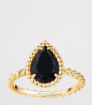 Boucheron Serpent Bohème Ring In 18k Yellow And Onyx