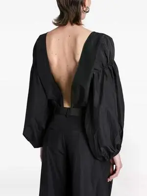 Andamane Clara Balloon-sleeve Bodysuit - Black