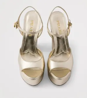 Prada Patent Saffiano Leather Platform Sandals