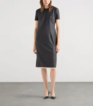 Prada Wool Check Midi Dress