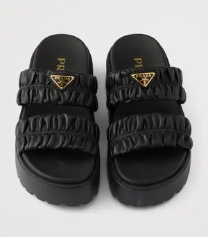 Prada Nappa Leather Flatform Slides