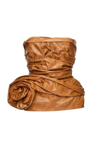Magda Butrym Strapless Leather Corset Top - Tan