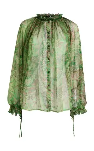 Etro Ruffled Print Silk Blouse - Multi
