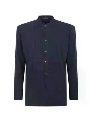 ESCAPISTA Nelson Bib-front Band-collar Shirt - Blue