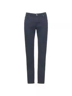 Jacob Cohen Straight-leg Trousers With Rear Logo Patch - Blue