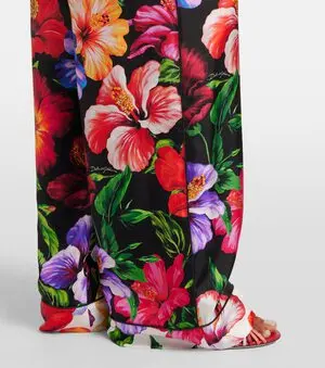 Dolce & Gabbana Floral Silk Wide-leg Trousers