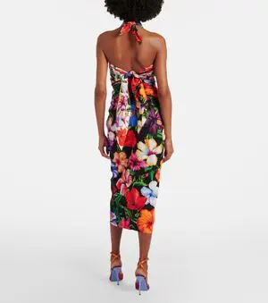 Dolce & Gabbana Draped Floral Silk-blend Midi Skirt