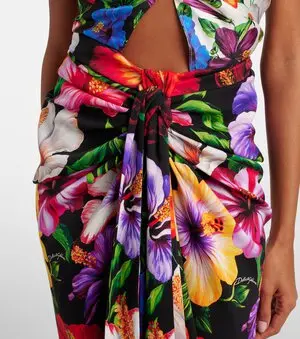 Dolce & Gabbana Draped Floral Silk-blend Midi Skirt