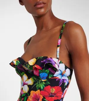 Dolce & Gabbana Floral Ruffled One-piece Swimsuit