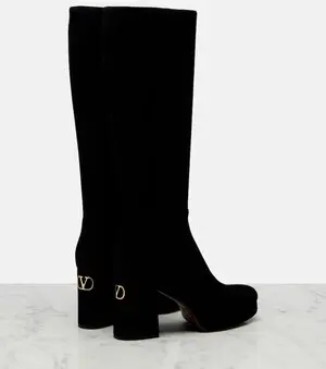 Valentino Garavani Fawcette Suede Knee-high Boots - Black