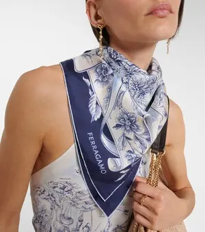 FERRAGAMO Printed Silk Scarf