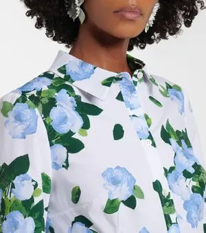 Carolina Herrera Floral Ruffle Cotton-blend Shirt - Multicoloured