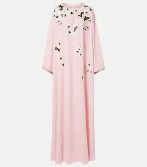Carolina Herrera Embroidered Floral Kaftan - Pink