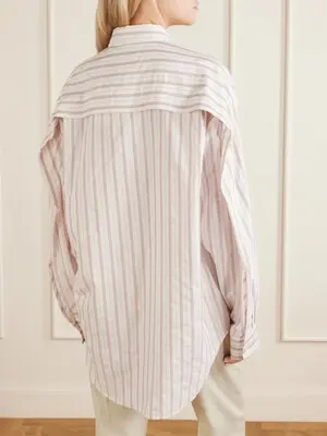 Calvin Klein Amari Pinstriped Cotton And Silk-blend Shirt - Neutrals