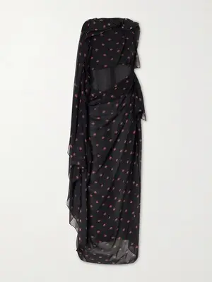 LIBEROWE Lyra Floral-print Silk Chiffon Gown - Black
