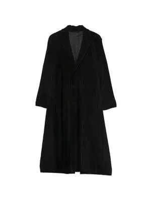 Issey Miyake Single-breasted Plissé Coat - Black