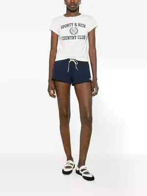 Sporty & Rich Logo Patch Drawstring Shorts