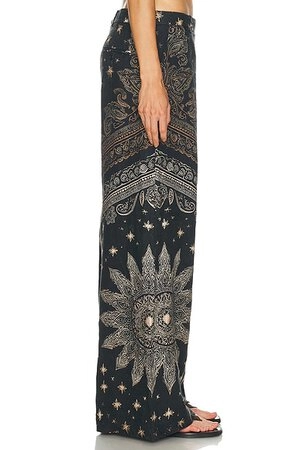 R13 Oversized Paisley Print Linen Trousers