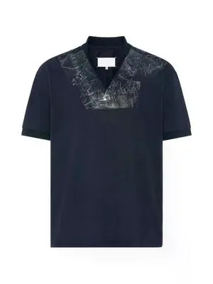MAISON MARGIELA Tape-detail V-neck Polo Shirt