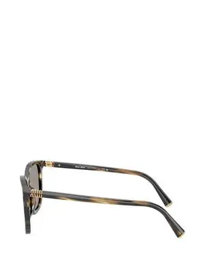 Miu Miu Striped Rectangle Frame Sunglasses