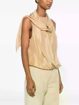 Alberta Ferretti Draped Scarf-detail Sleeveless Blouse