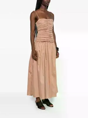 Tove Amina Ruched Bodice Midi Dress - Neutrals
