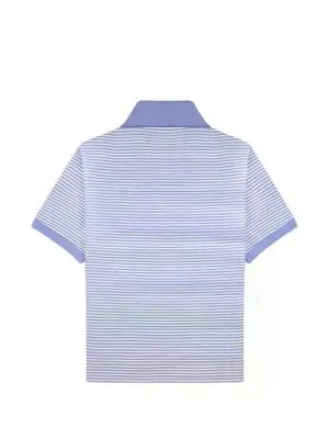 Sporty & Rich Striped Embroidered-logo Polo Shirt - Blue