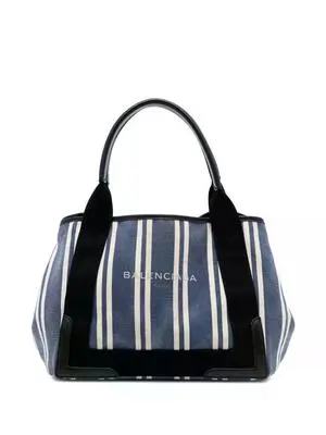 Balenciaga Canvas Striped Tote Bag - Blue