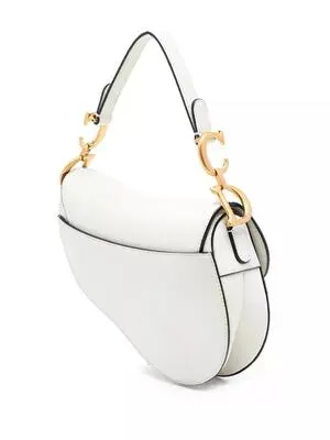 Dior 2020 Mini Grained Calfskin Saddle Bag - White