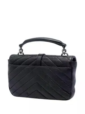 Saint Laurent Mini Chevron Sheepskin Monogram College Satchel - Black