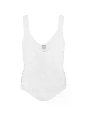 Versace Pointelle-knit Sleeveless Top