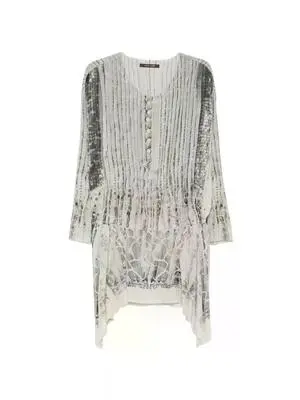 Roberto Cavalli 2000s Abstract Print Asymmetric Dress - Grey