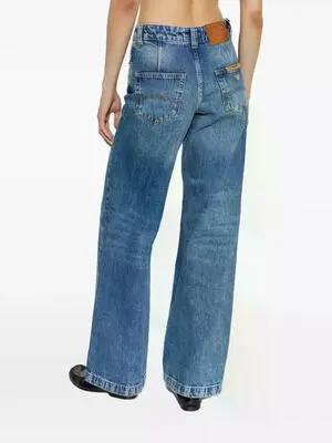 Emporio Armani Logo-patch Wide-leg Jeans - Blue