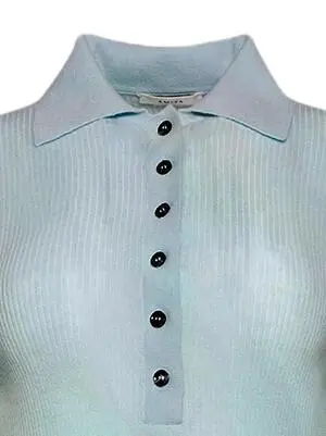 AMIYA Ribbed Polo Top - Blue