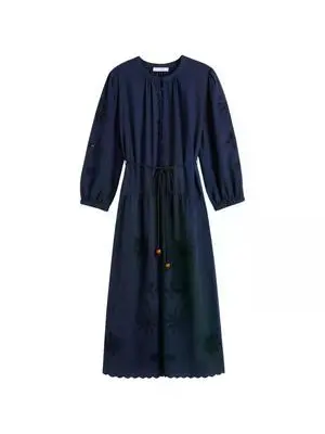 Chinti & Parker Broderie Scalloped Midi Dress - Blue